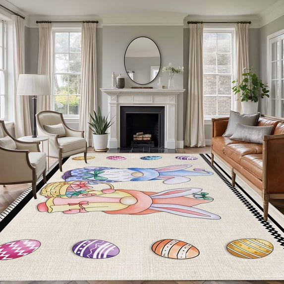 6x9 Area Rugs for Living Room, Bunny Gnomes Easter Non Slip Area Rugs ...