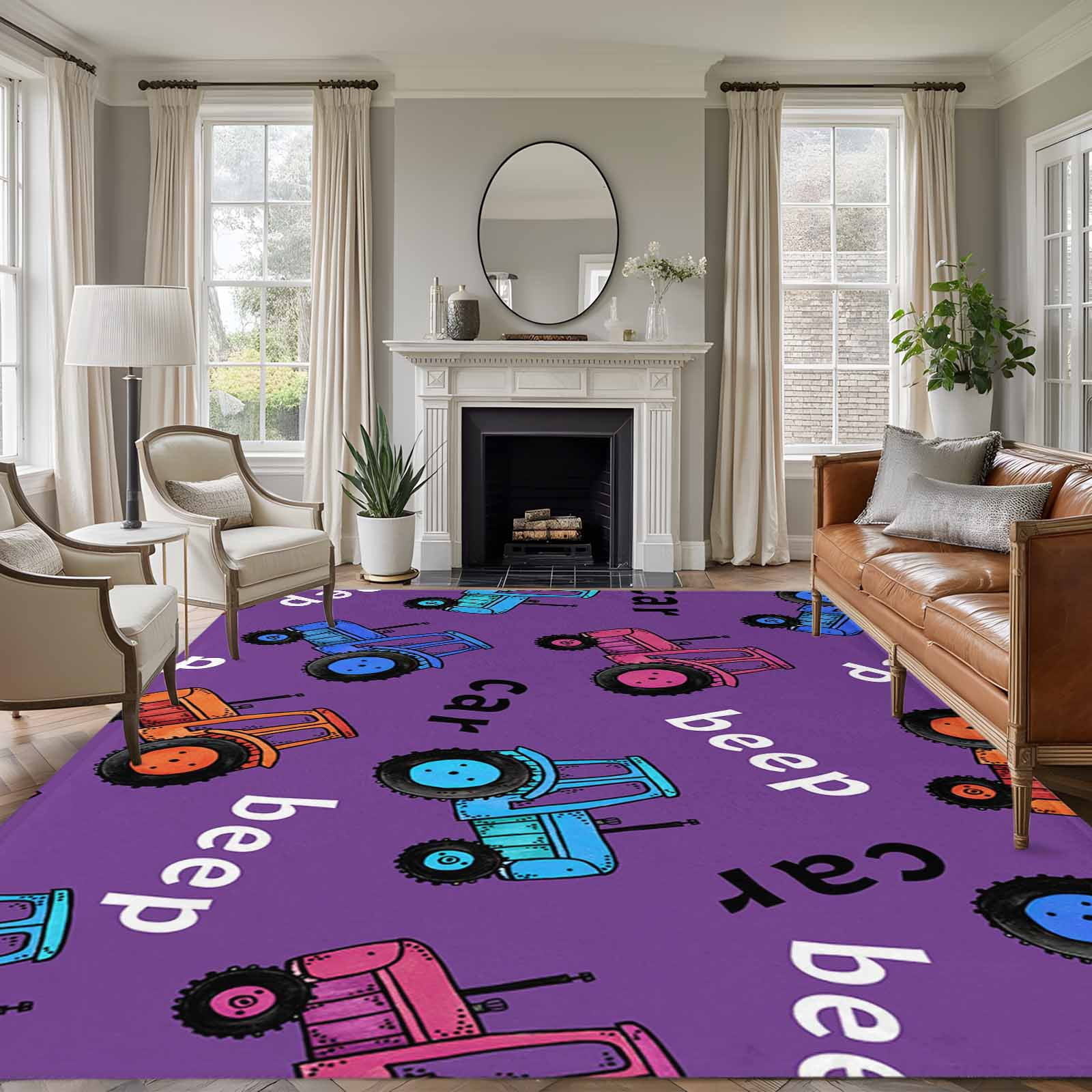 6x9 Area Rugs for Living Room, Cartoon Tractor Non Slip Area Rugs for ...