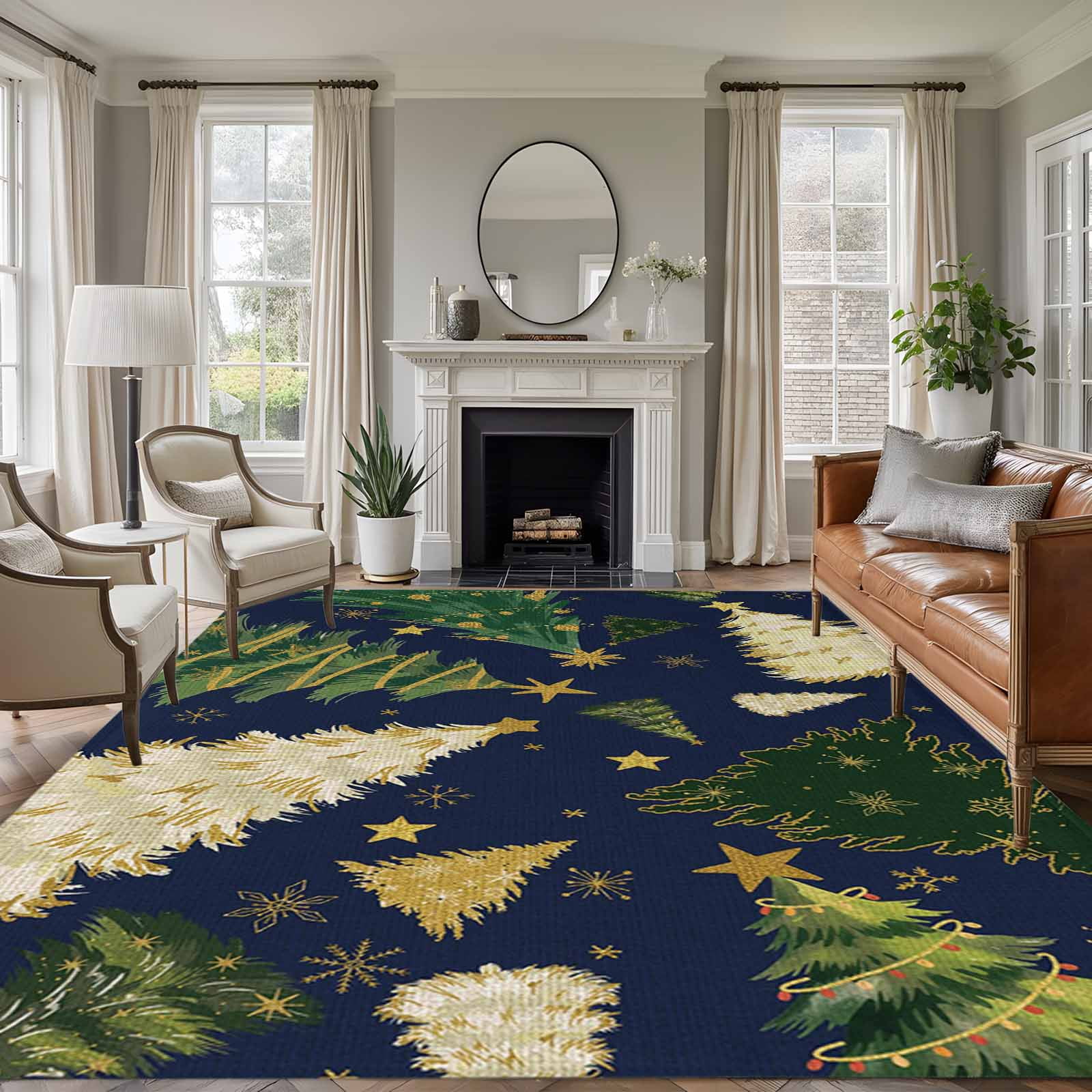 6x9 Area Rugs for Living Room, Christmas Tree Non Slip Area Rugs for ...