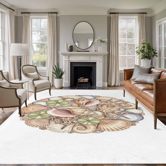 6x9 Area Rugs for Living Room, Coastal Conch Non Slip Area Rugs for ...