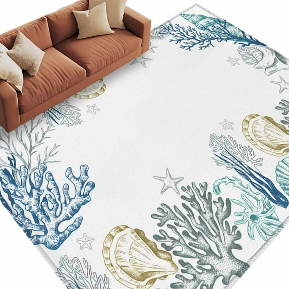 6x9 Area Rugs for Living Room, Coastal Non Slip Area Rugs for Kitchen ...