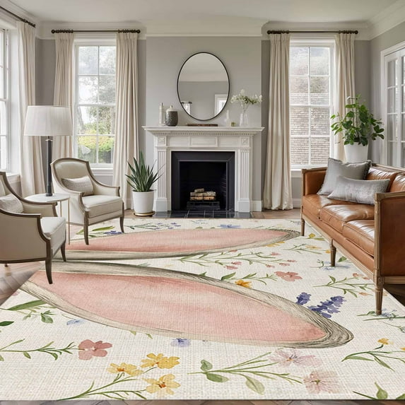 6x9 Area Rugs for Living Room, Colorful Spring Floral Non Slip Area ...