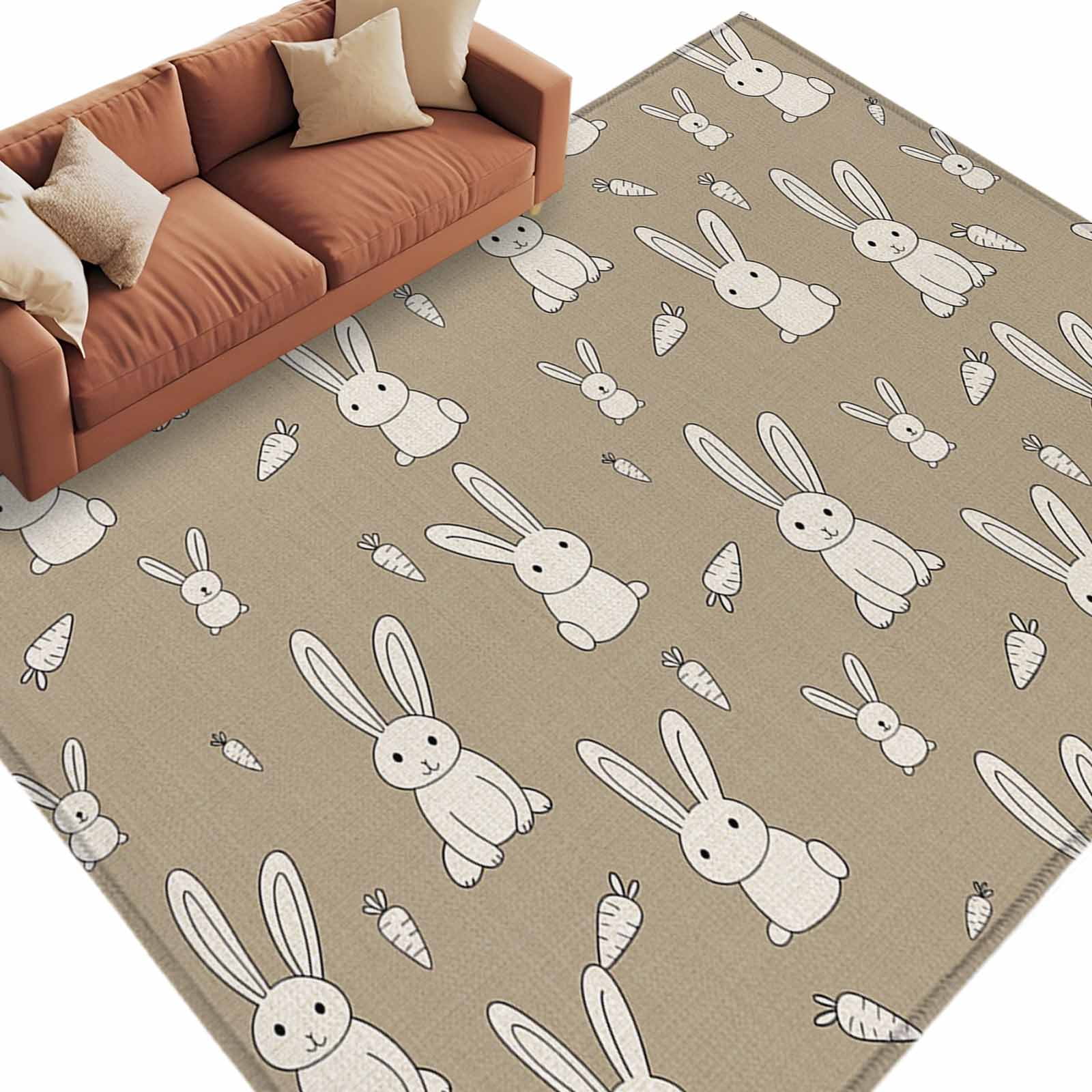 6x9 Area Rugs for Living Room, Cute Rabbit Non Slip Area Rugs for ...
