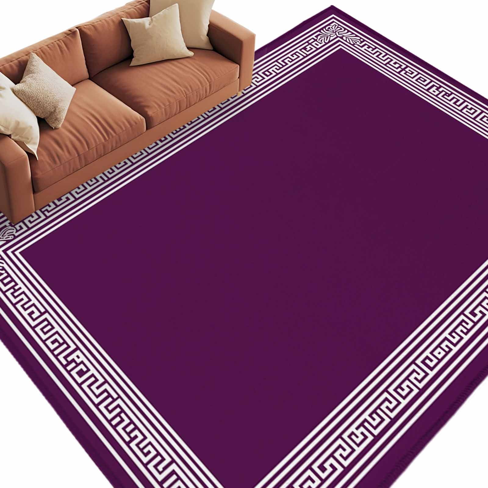 6x9 Area Rugs for Living Room, Dark Purple Greek Key Non Slip Area Rugs ...
