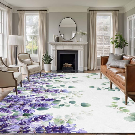 6x9 Area Rugs for Living Room, Eucalyptus Lavender Non Slip Area Rugs ...
