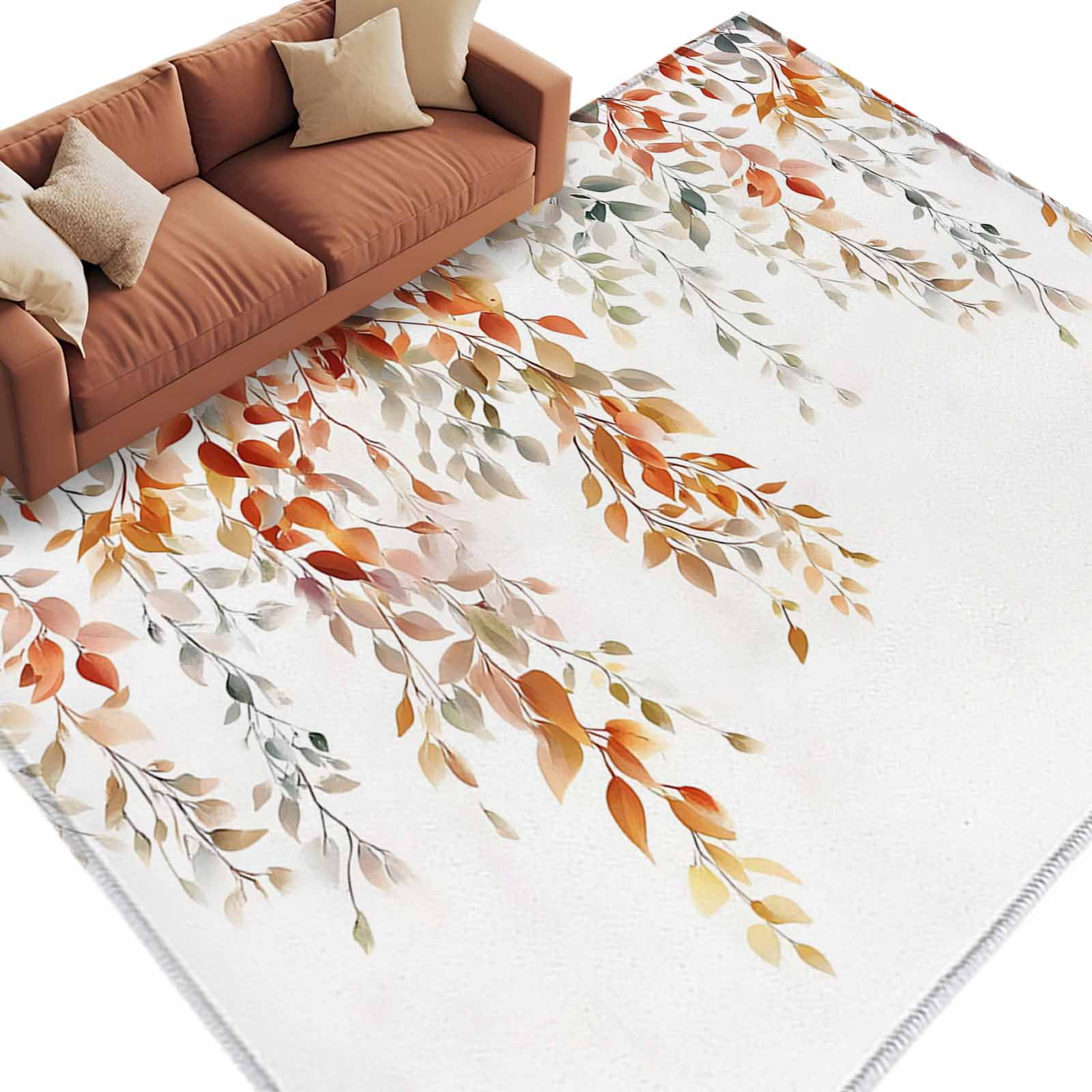 6x9 Area Rugs for Living Room, Fall Orange Leaves Non Slip Area Rugs ...