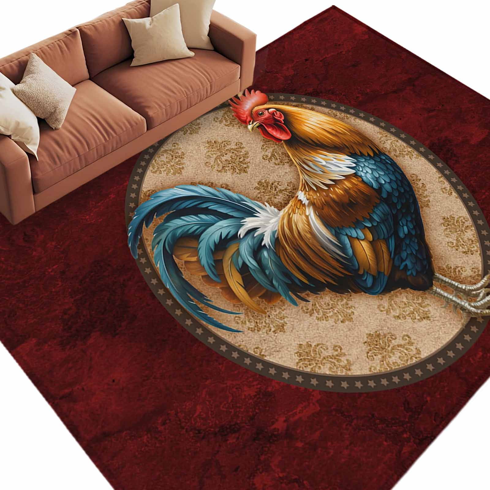 6x9 Area Rugs for Living Room, Farm Rooster Non Slip Area Rugs for ...