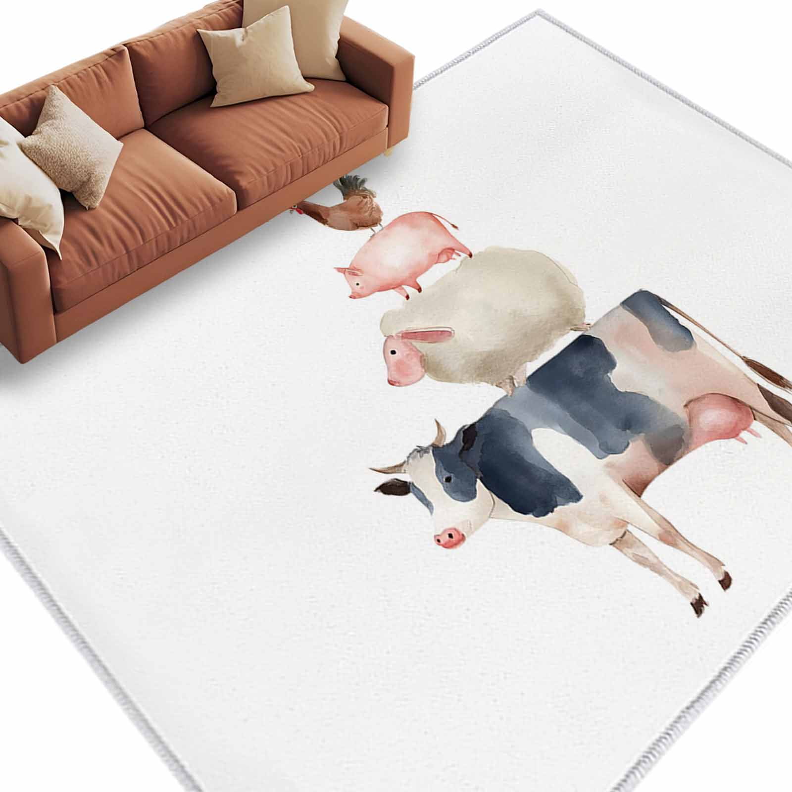 6x9 Area Rugs for Living Room, Farmhouse Animals Non Slip Area Rugs for ...