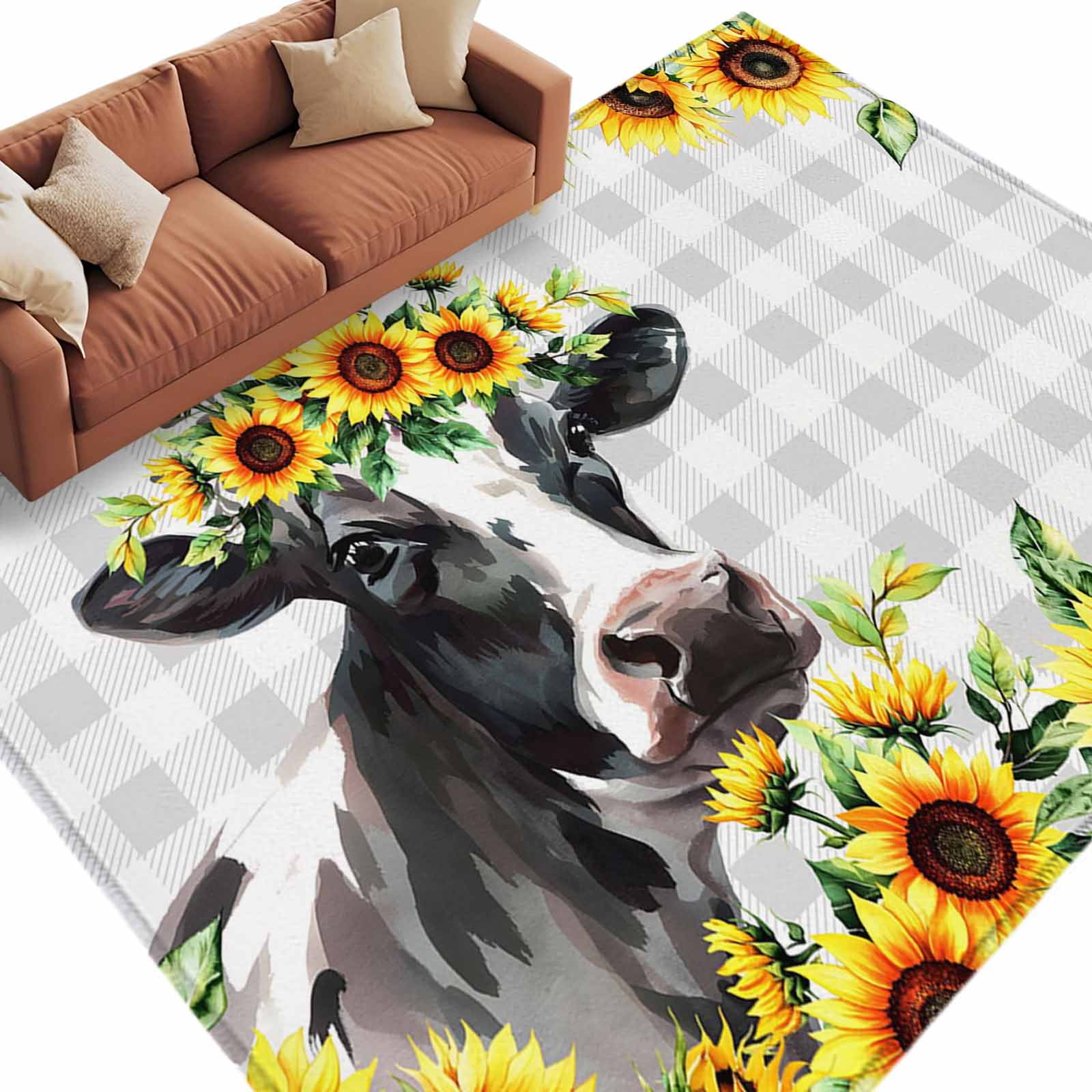 6x9 Area Rugs for Living Room, Farmhouse Cow Non Slip Area Rugs for ...