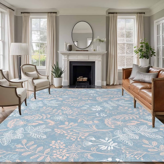 6x9 Area Rugs for Living Room, Gray Blue Dandelion Non Slip Area Rugs ...