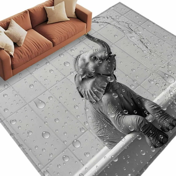 6x9 Area Rugs for Living Room, Grey Elephant Non Slip Area Rugs for ...