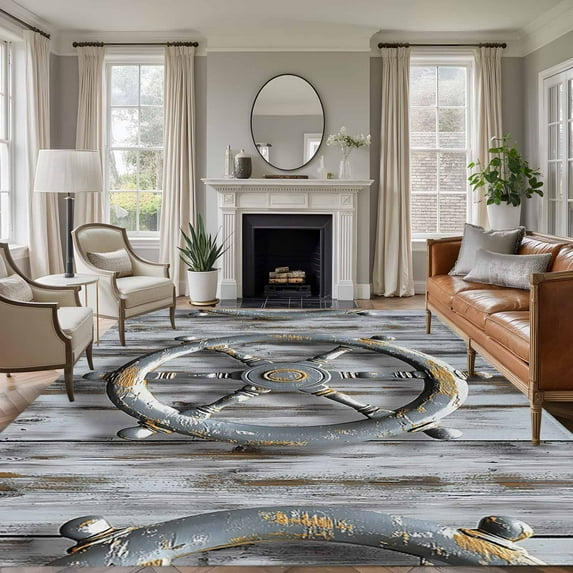 6x9 Area Rugs for Living Room, Grey Rudder Coastal Non Slip Area Rugs ...