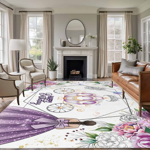 6x9 Area Rugs for Living Room, Happy Birthday Non Slip Area Rugs for ...