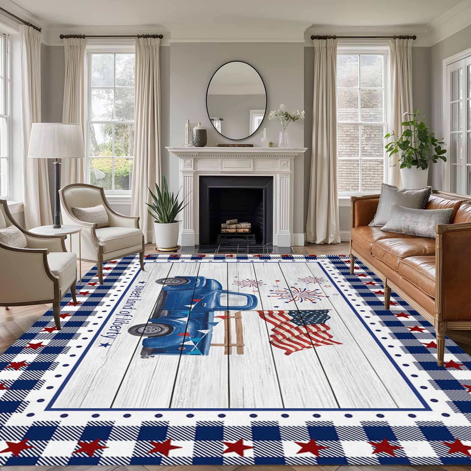 6x9 Area Rugs for Living Room, Independence Day Non Slip Area Rugs for ...
