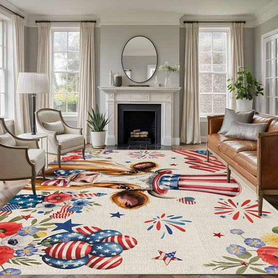 6x9 Area Rugs for Living Room, Independence Day Non Slip Area Rugs for ...