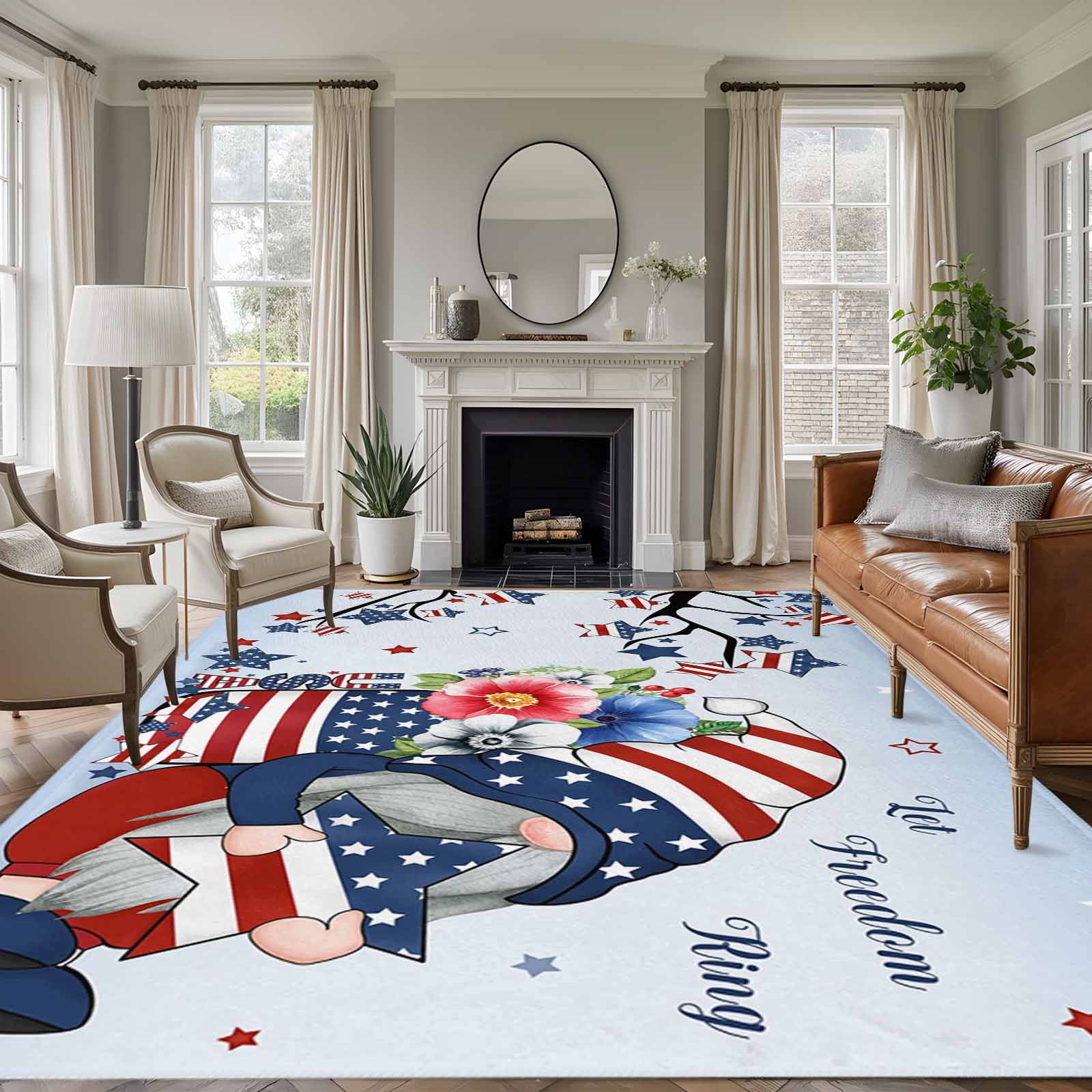 6x9 Area Rugs for Living Room, Independence Day Non Slip Area Rugs for ...