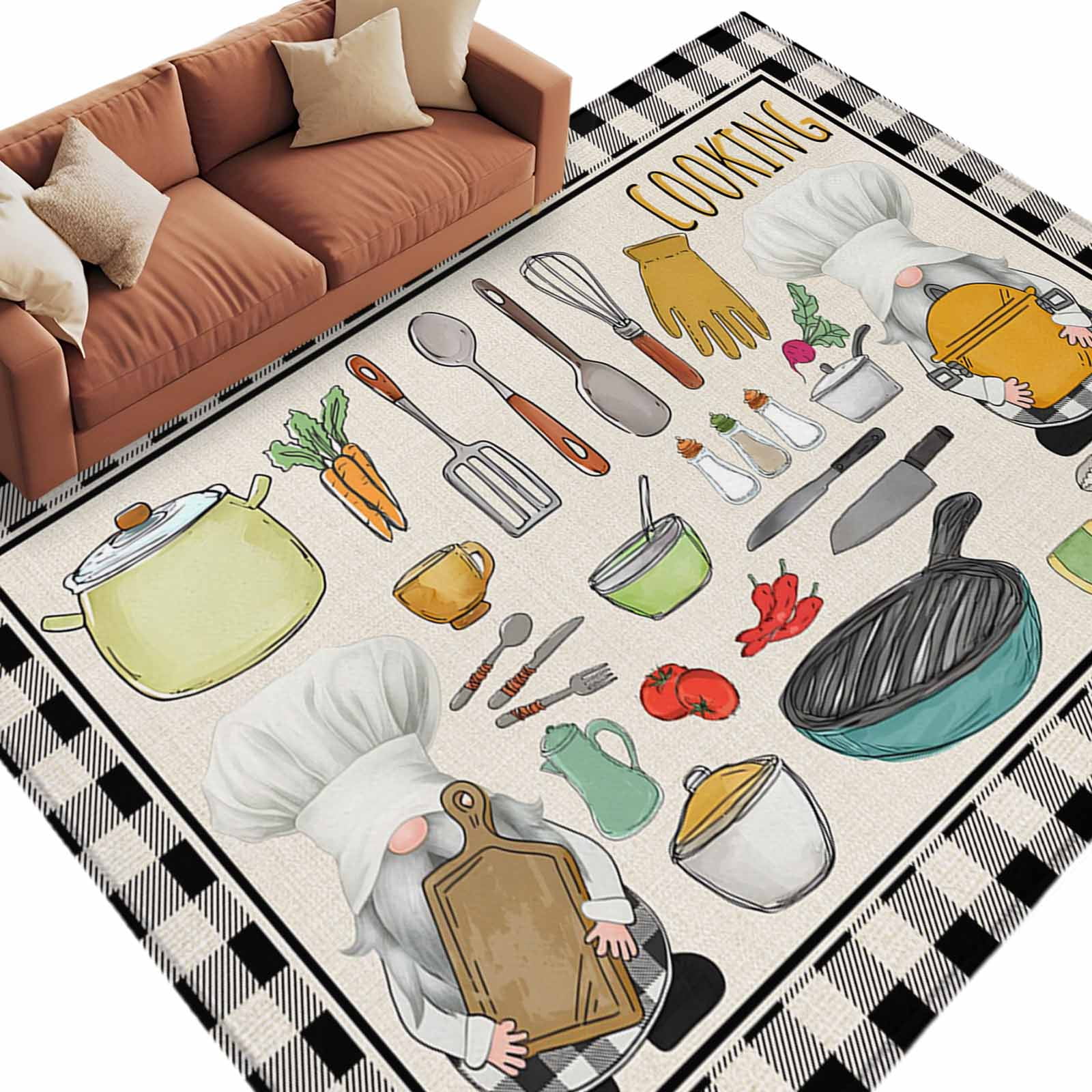 6x9 Area Rugs for Living Room, Kitchenware Gnomes Non Slip Area Rugs ...