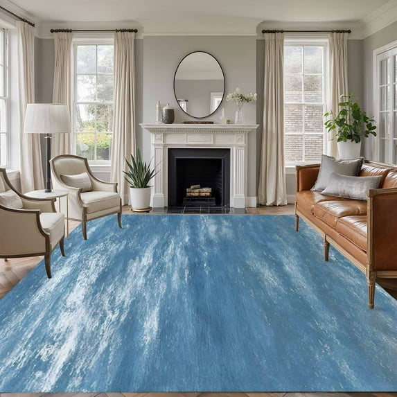 6x9 Area Rugs for Living Room, Light Blue Ombre Non Slip Area Rugs for ...