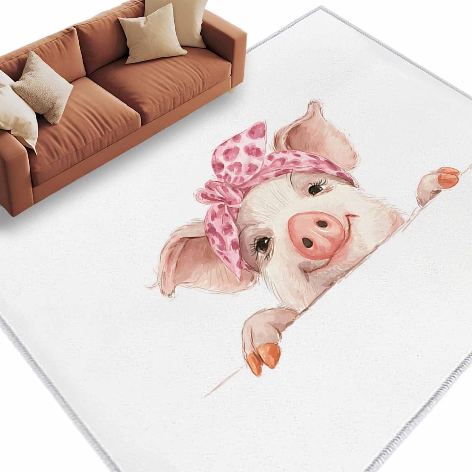 6x9 Area Rugs for Living Room, Pink Pig Non Slip Area Rugs for Kitchen ...