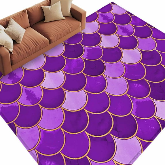 6x9 Area Rugs for Living Room, Purple Fish Scale Non Slip Area Rugs for ...