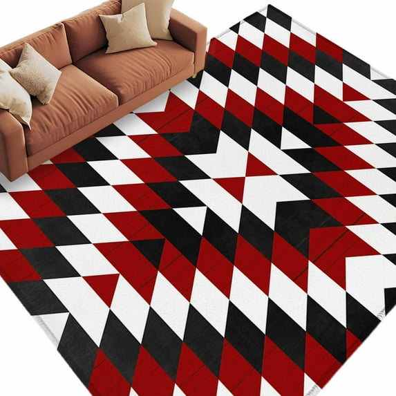 6x9 Area Rugs for Living Room, Red Aztec Non Slip Area Rugs for Kitchen ...