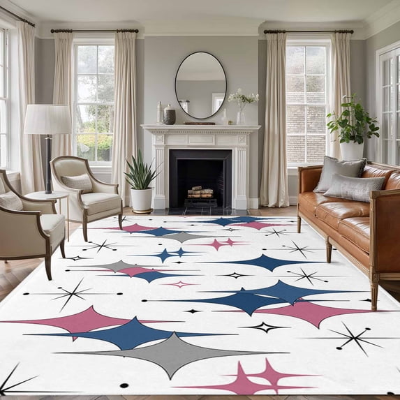 6x9 Area Rugs for Living Room, Red Blue Diamond Non Slip Area Rugs for ...