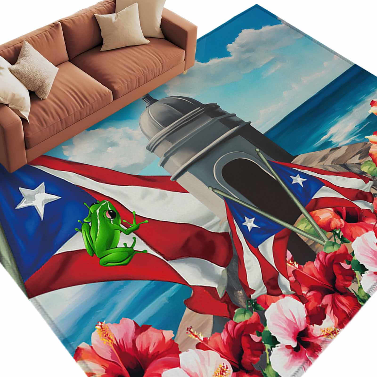 6x9 Area Rugs for Living Room, Red Blue Flag Non Slip Area Rugs for ...