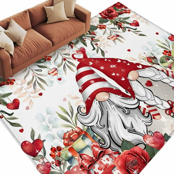 6x9 Area Rugs for Living Room, Red Floral Valentine's Day Non Slip Area ...