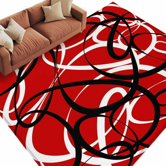 6x9 Area Rugs for Living Room, Red Geometric Non Slip Area Rugs for ...