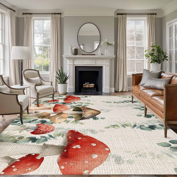6x9 Area Rugs for Living Room, Red Mushrooms Non Slip Area Rugs for ...