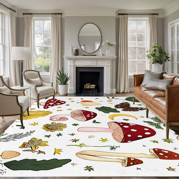6x9 Area Rugs for Living Room, Red Mushrooms Non Slip Area Rugs for ...