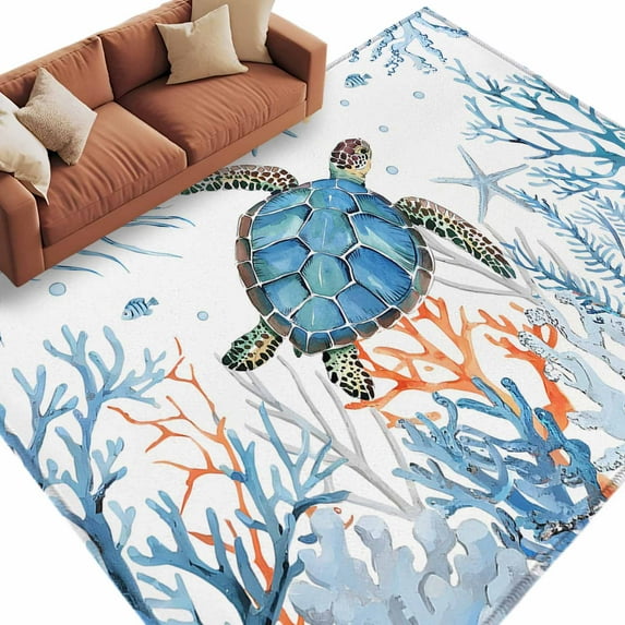 6x9 Area Rugs for Living Room, Sea Turtle Coastal Non Slip Area Rugs ...