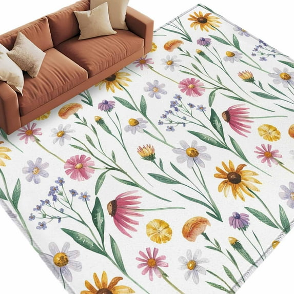 6x9 Area Rugs for Living Room, Spring Floral Non Slip Area Rugs for ...