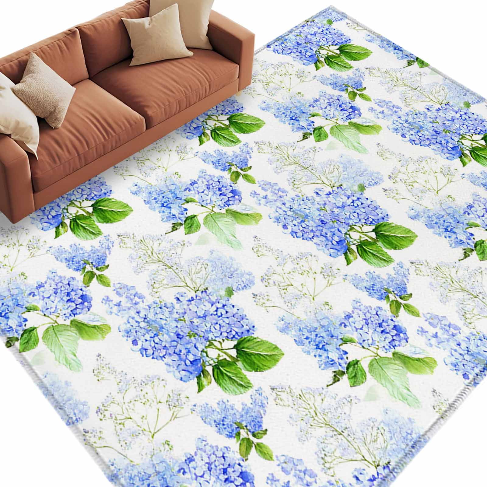 6x9 Area Rugs for Living Room, Summer Hydrangeas Non Slip Area Rugs for ...