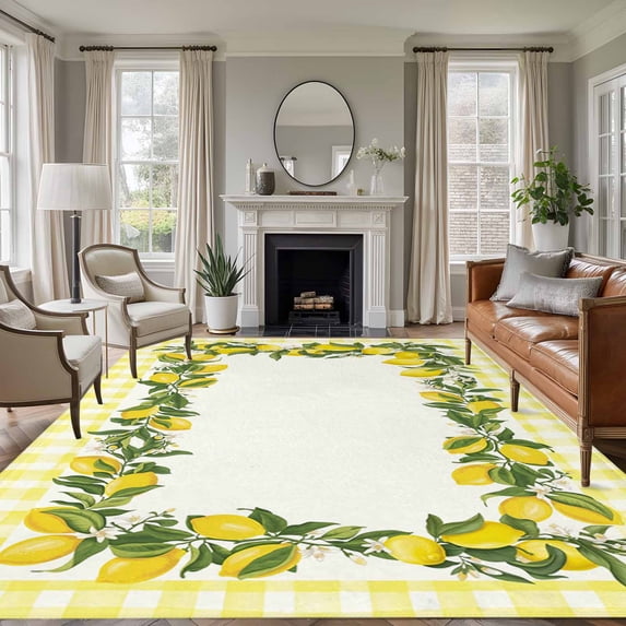 6x9 Area Rugs for Living Room, Summer Lemons Non Slip Area Rugs for ...