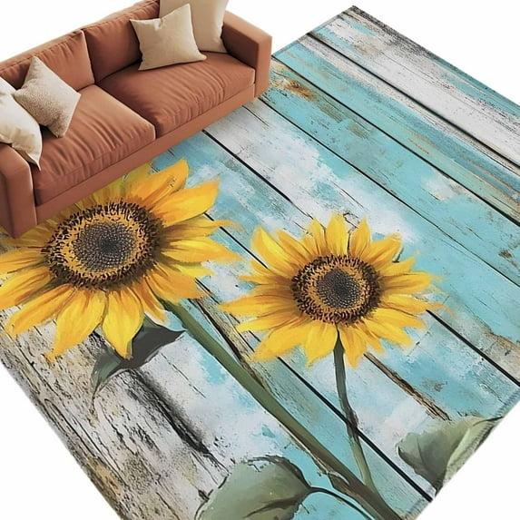 6x9 Area Rugs for Living Room, Summer Sunflower Non Slip Area Rugs for ...