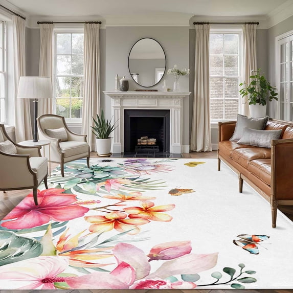 6x9 Area Rugs for Living Room, Summer Tropical Non Slip Area Rugs for ...
