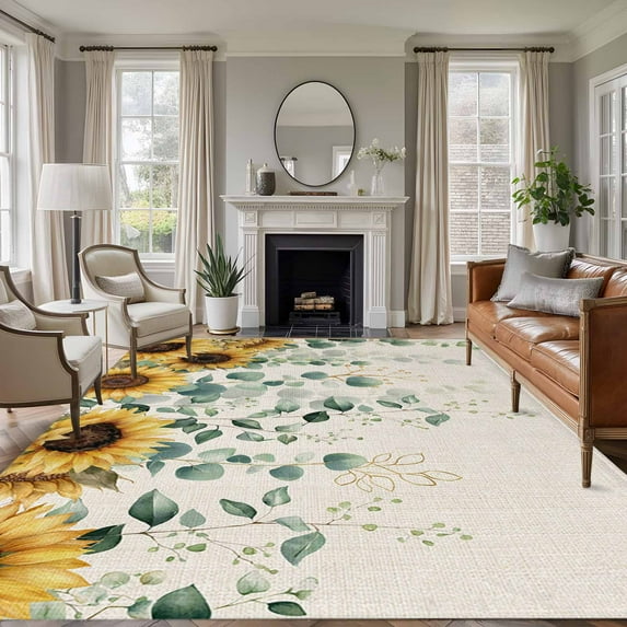 6x9 Area Rugs for Living Room, Sunflower Non Slip Area Rugs for Kitchen ...