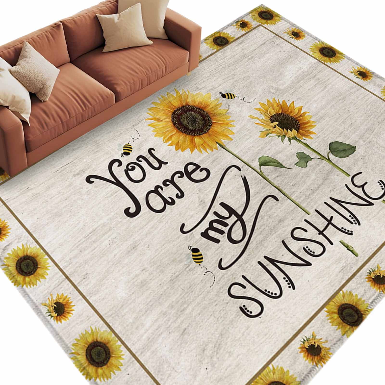 6x9 Area Rugs for Living Room, Sunflowers Non Slip Area Rugs for ...