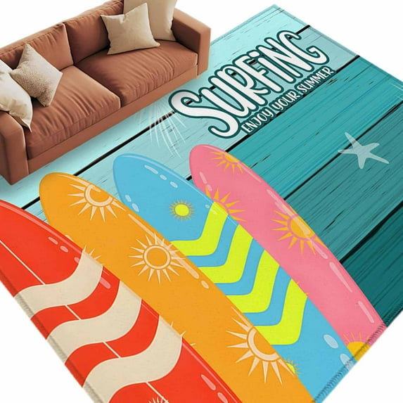 6x9 Area Rugs for Living Room, Surfboard Non Slip Area Rugs for Kitchen ...