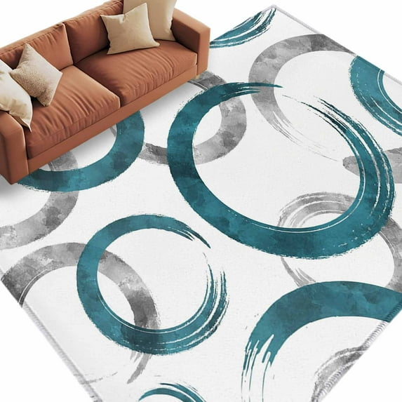 6x9 Area Rugs for Living Room, Turquoise Grey Non Slip Area Rugs for ...