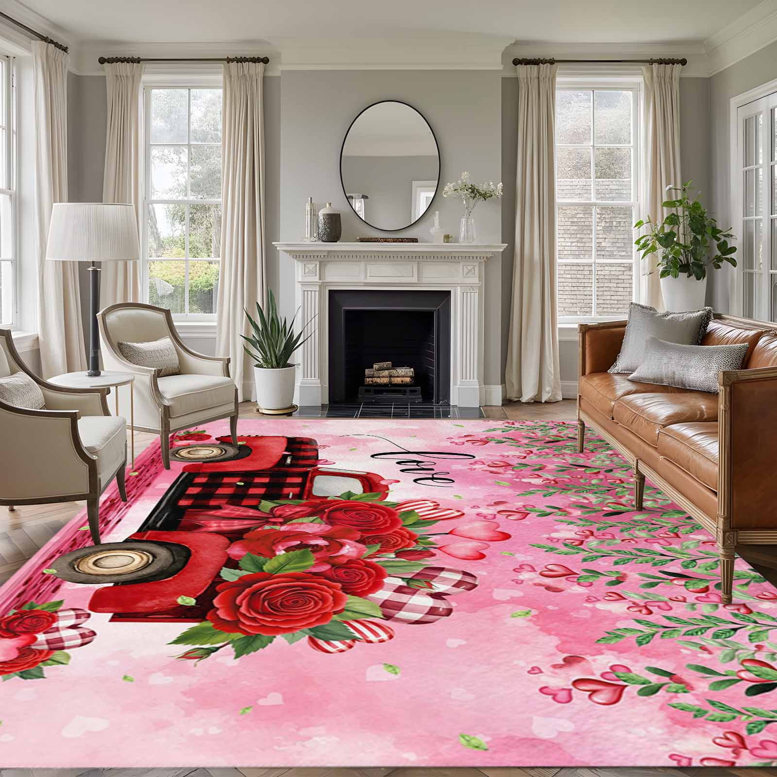 6x9 Area Rugs for Living Room, Valentine's Day Non Slip Area Rugs for ...