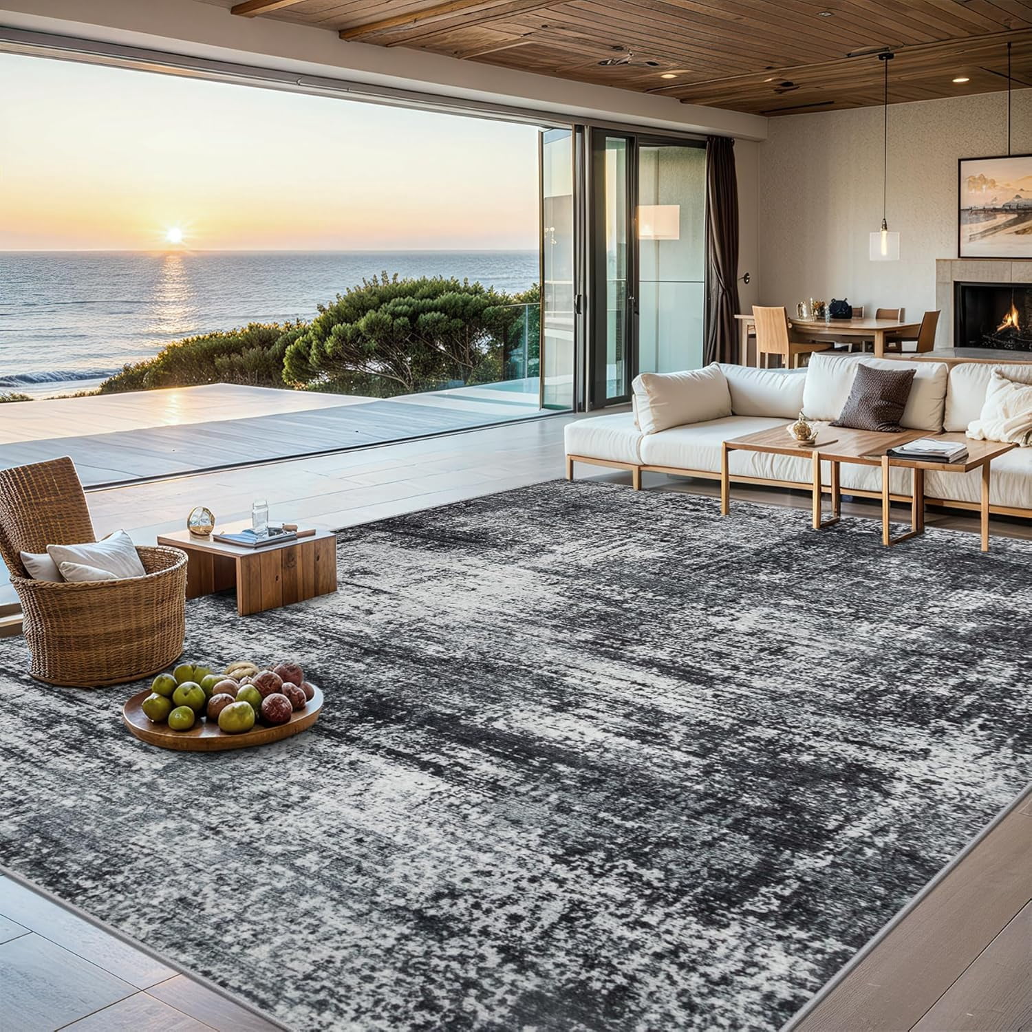 6x9 Area Rugs for Living Room - Washable Rug Modern Abstract Soft Large ...