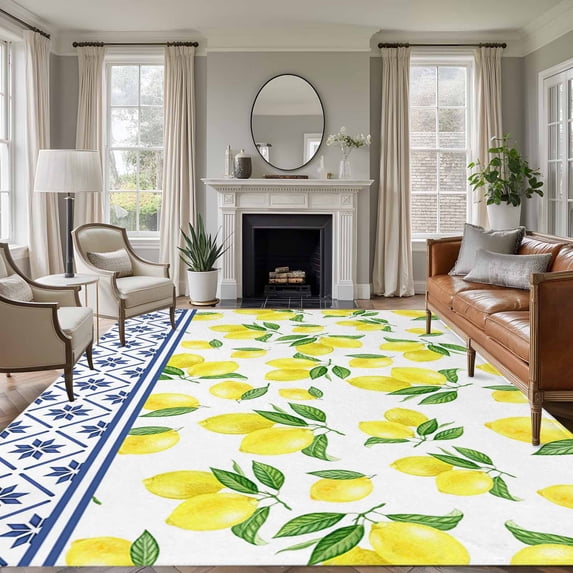 6x9 Area Rugs for Living Room, Yellow Lemons Non Slip Area Rugs for ...