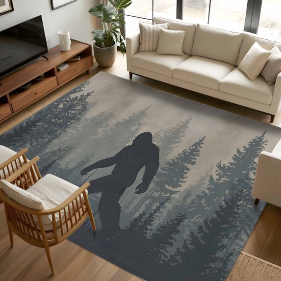 6x9 Area Rugs, Misty Forest Non-Skid Rubber Backing Large Rectangle ...