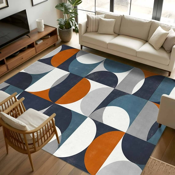 6x9 Area Rugs, Navy Blue Non-Skid Rubber Backing Large Rectangle Rugs ...