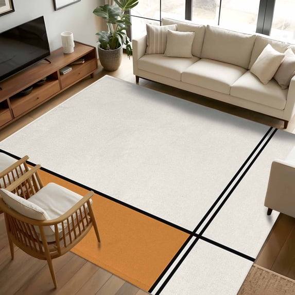 6x9 Area Rugs, Orange, Non-Skid Rubber Backing Large Rectangle Rugs ...