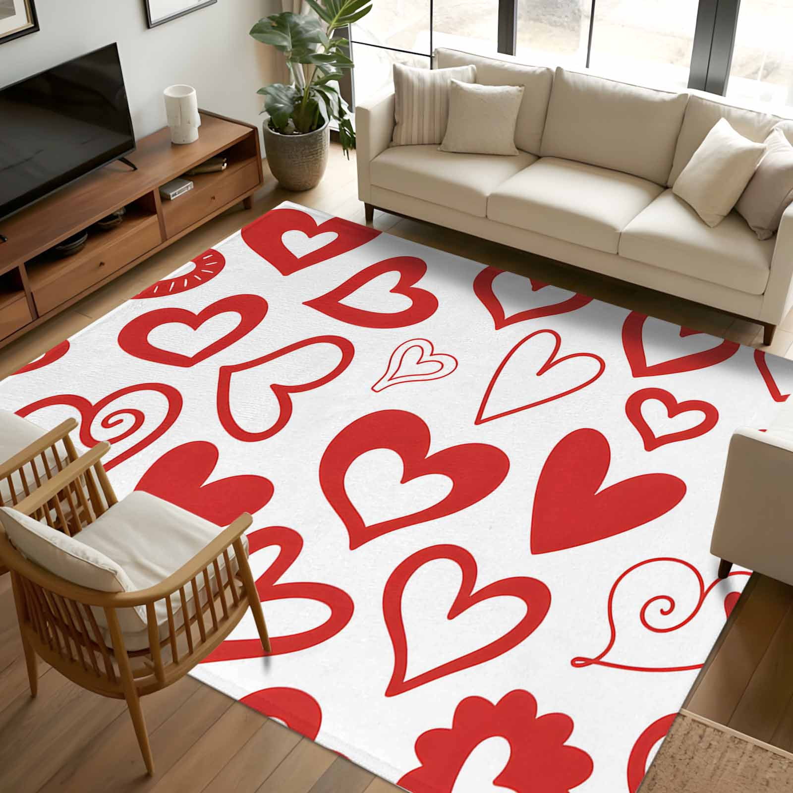 6x9 Area Rugs, Red Loves Non-Skid Rubber Backing Large Rectangle Rugs ...