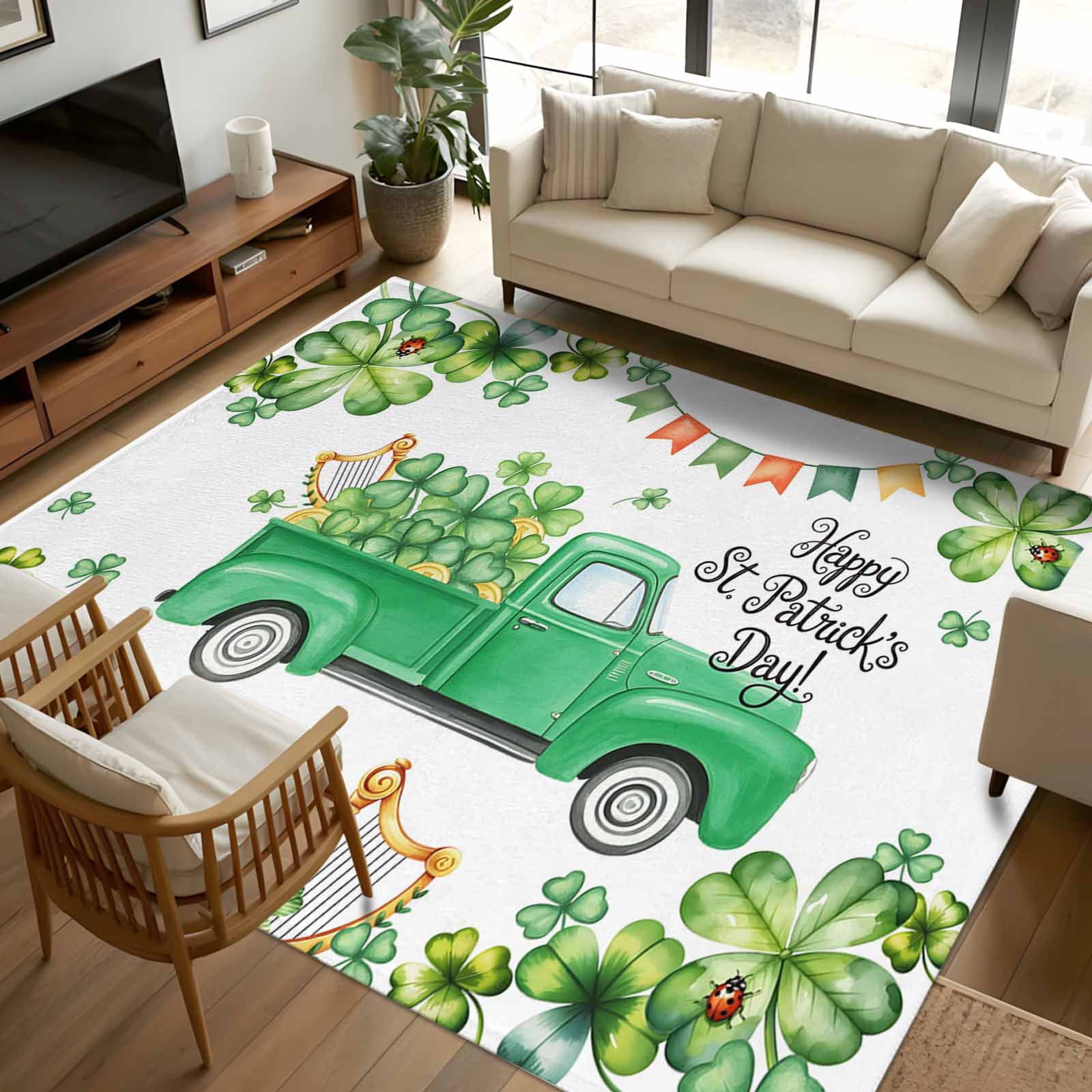 6x9 Area Rugs, St. Patrick's Day Non-Skid Rubber Backing Large ...