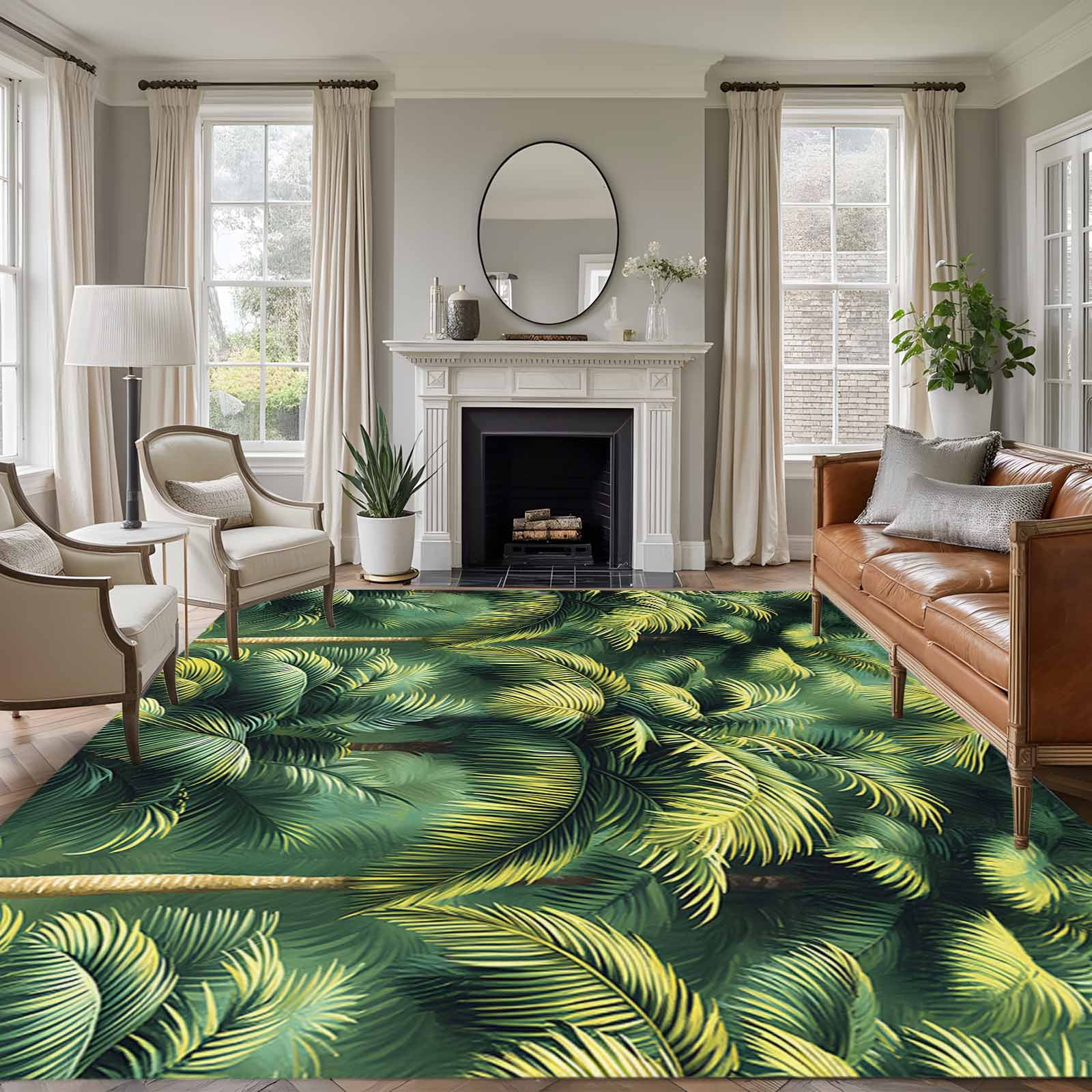 6x9 Area Rugs, Summer Palm Tree Non-Skid Rubber Backing Large Rectangle ...